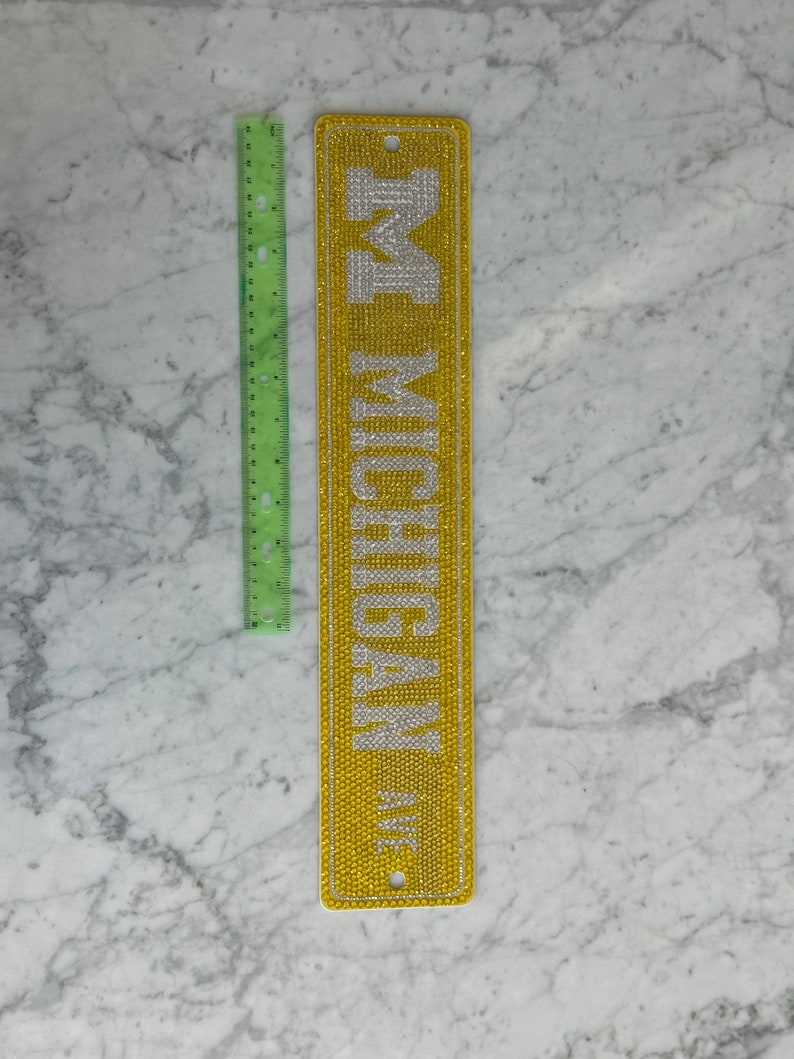 Michigan State University Bedazzled Sign Man Cave Wolverines Signs Dorm ...