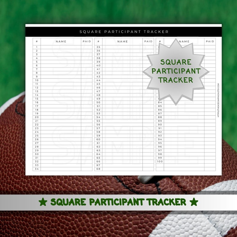 Football Boxes Game | Football Super Squares | Football Pool Game ...