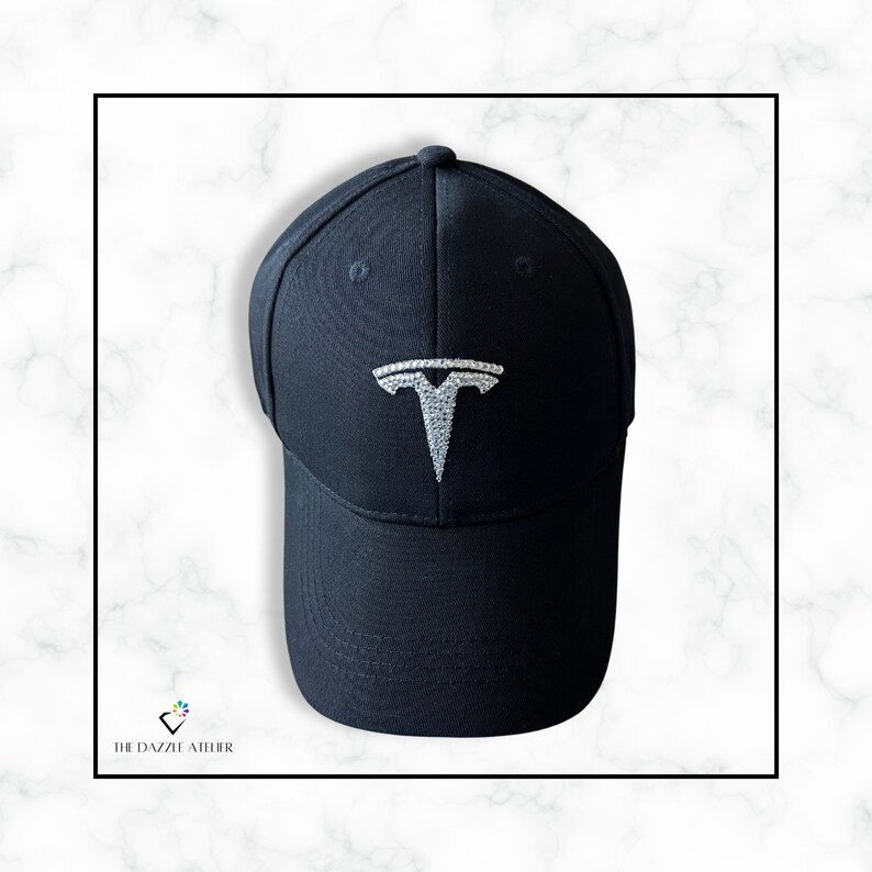 Bedazzled Tesla Logo Cap: A Unique Gift Idea for Tesla Lovers and Car ...