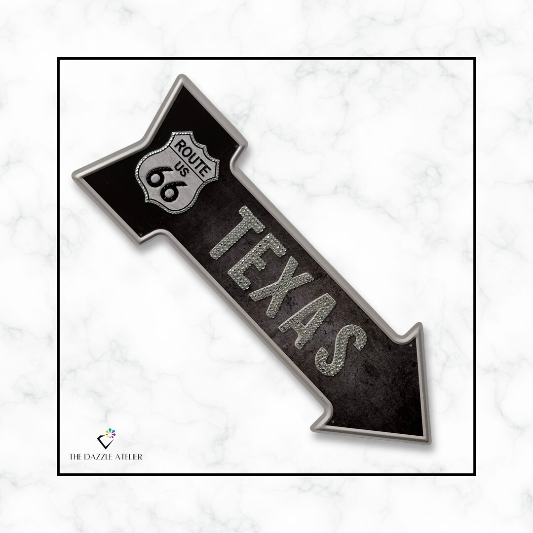 A Timeless TEXAS Metal Plaque Adorned With Glittering Bling A Glamorous ...