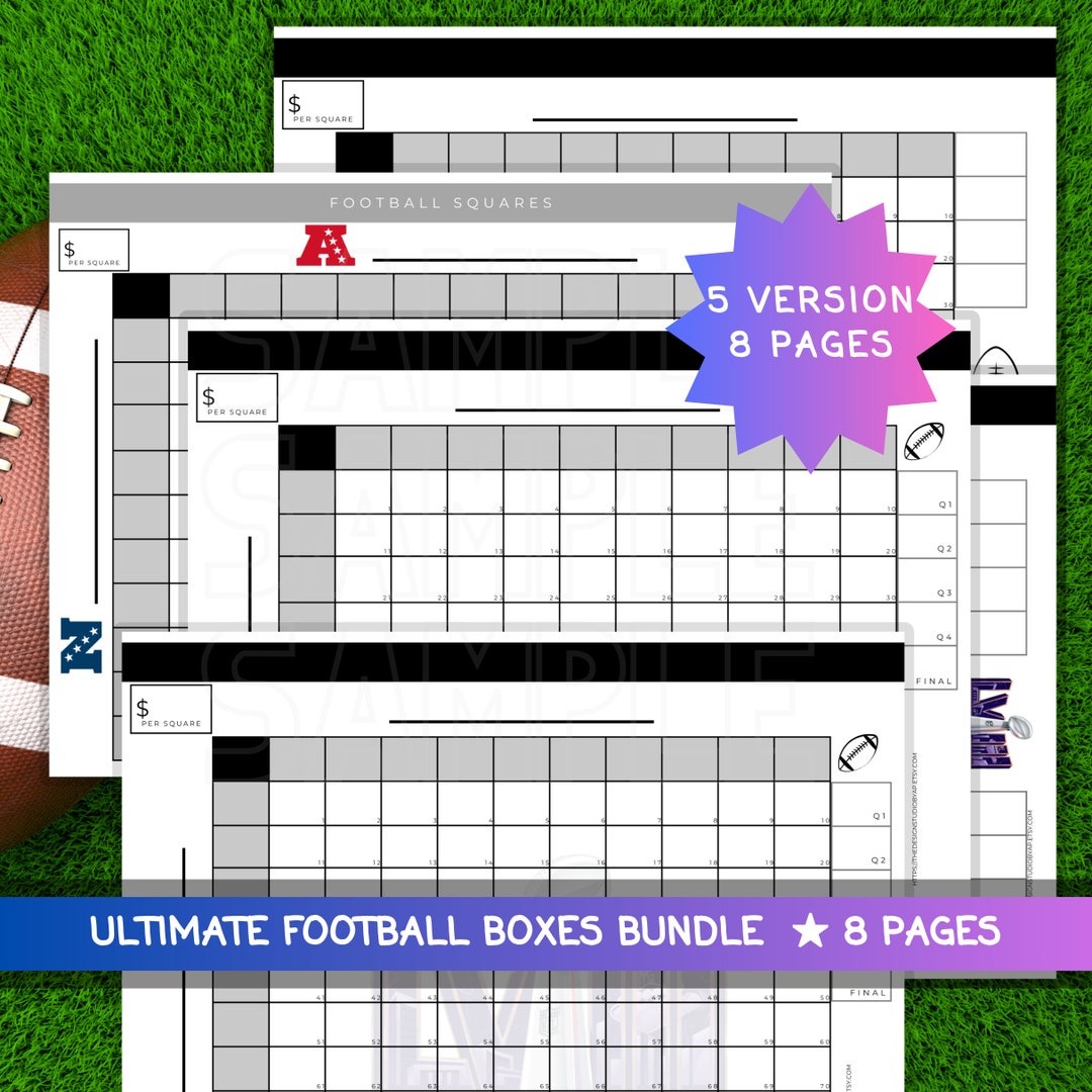 Football Squares Football Pool Game Football Boxes Board 100 Squares ...