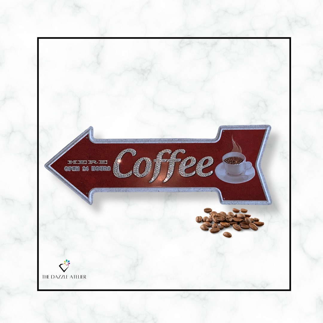 Bedazzled Coffee Shop Sign: Vintage-style Bling Metal Decor - Etsy