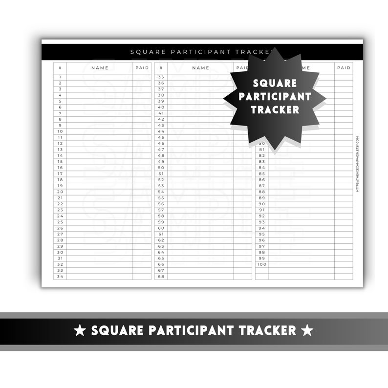 Football Squares Template: 100 Numbered Boxes (digital Download) - Etsy