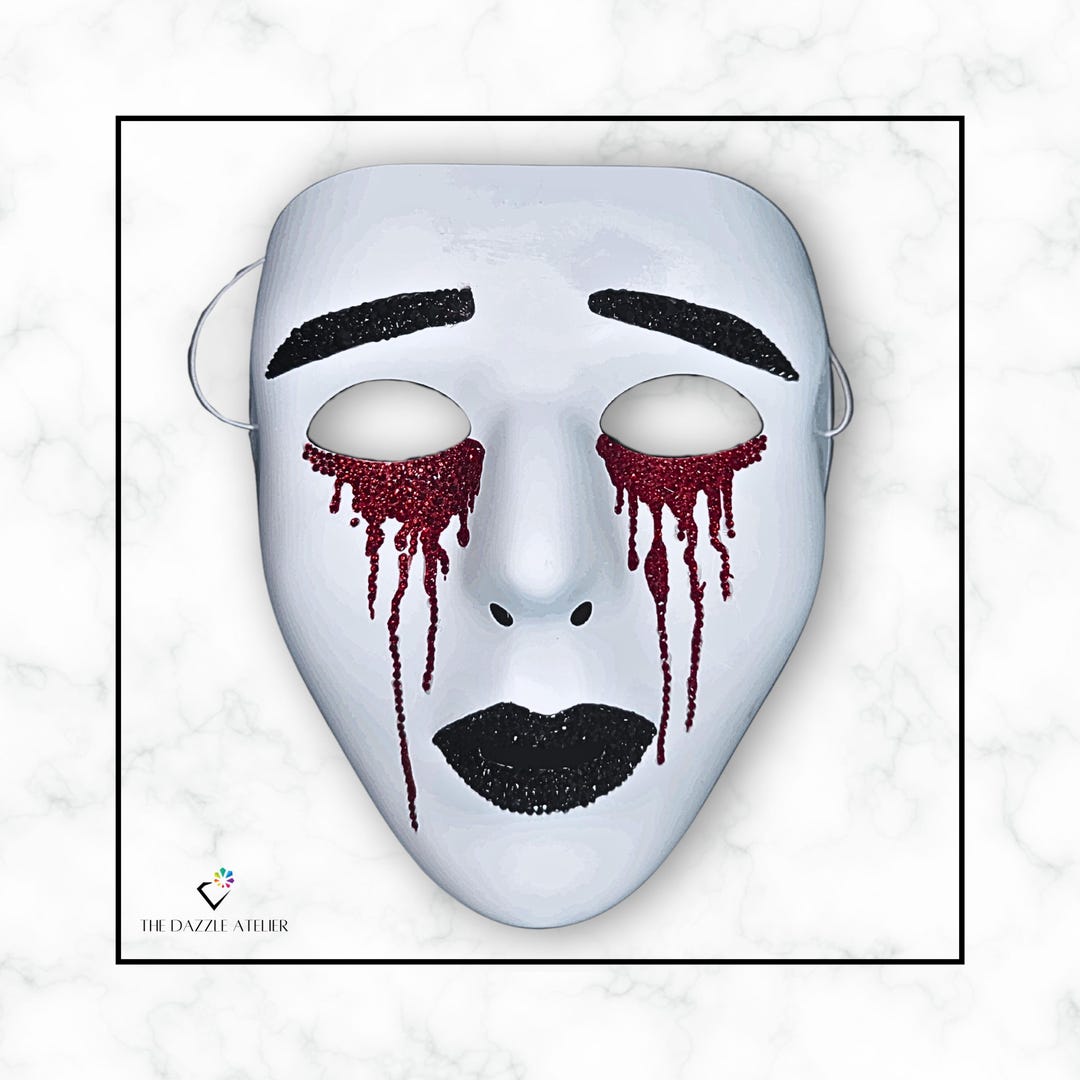 Rhinestone Bleeding Eyes Mask: Hand-painted Horror Costume - Etsy