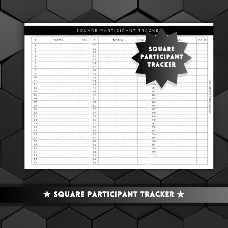 Fundraiser Squares Template: 100 Numbered Grid (printable PDF) - Etsy