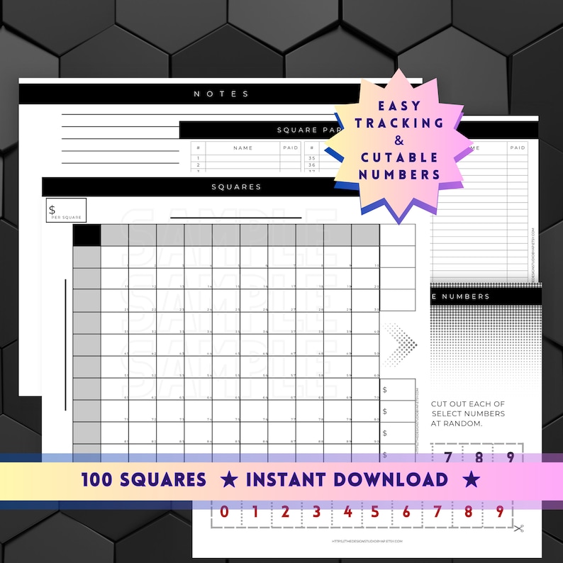Fundraiser Squares Template: 100 Numbered Grid (printable PDF) - Etsy