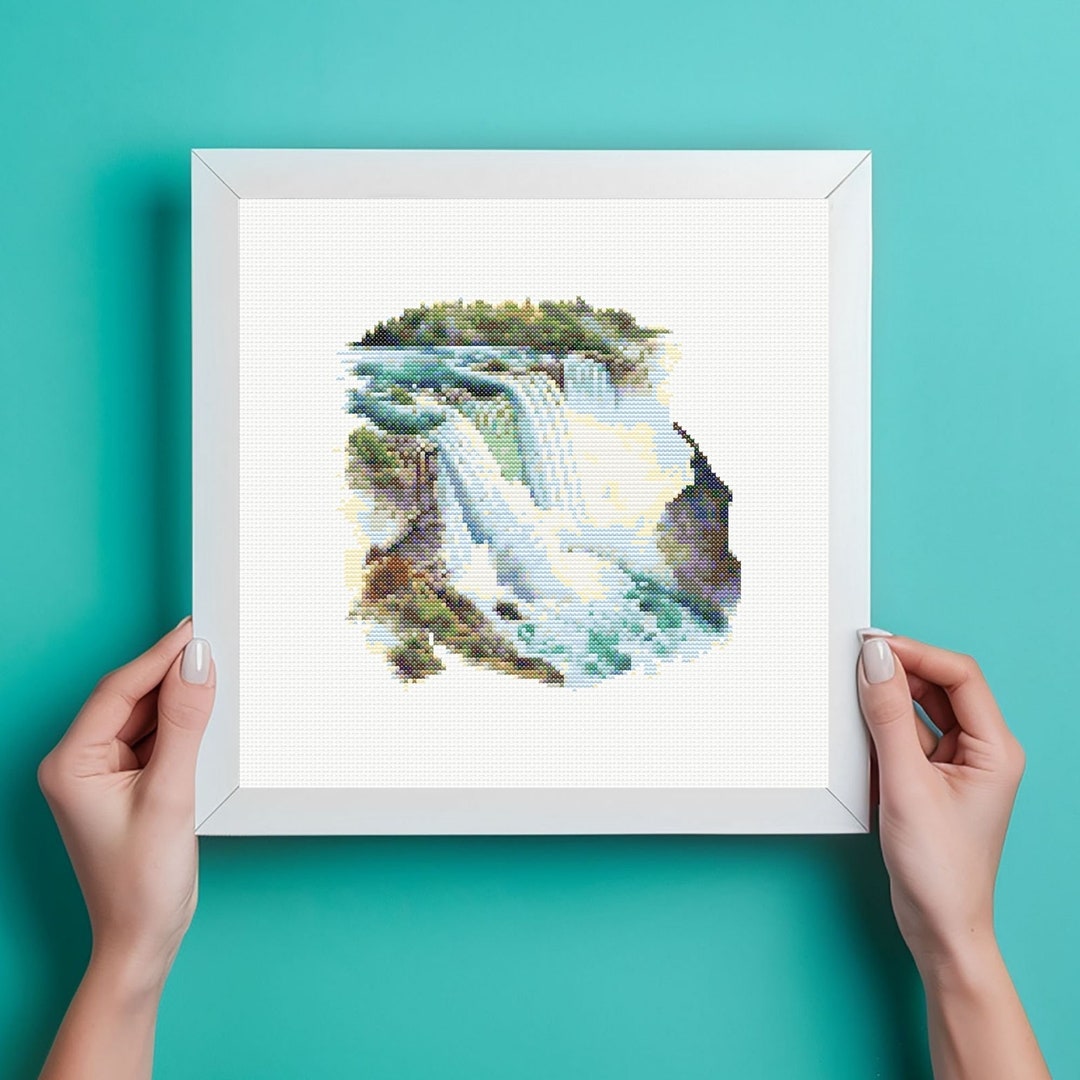 Scenic Waterfall Cross Stitch Pattern, Watercolour, Chart, Instant ...