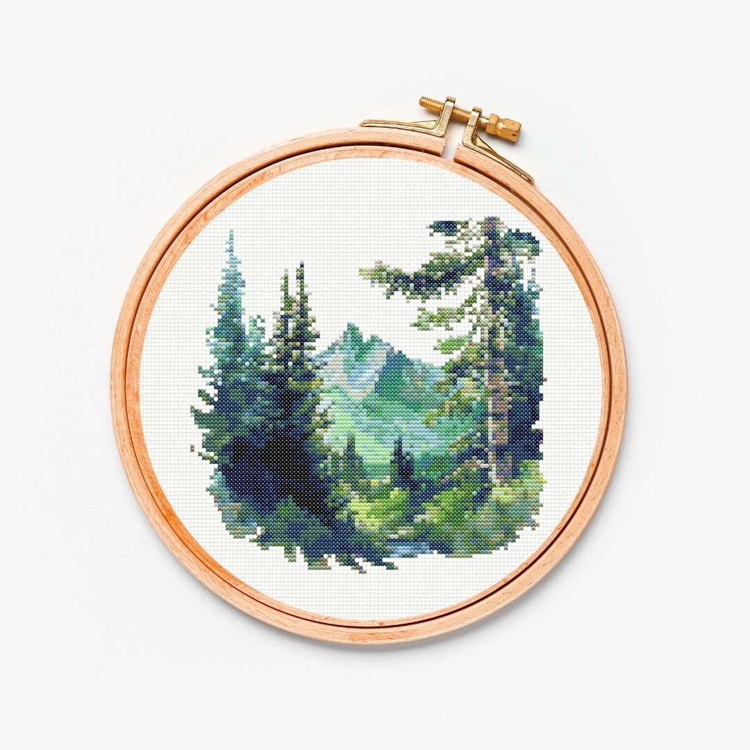 Summit Dreams, Forest Cross Stitch, Mountain Cross Stitch Pattern ...