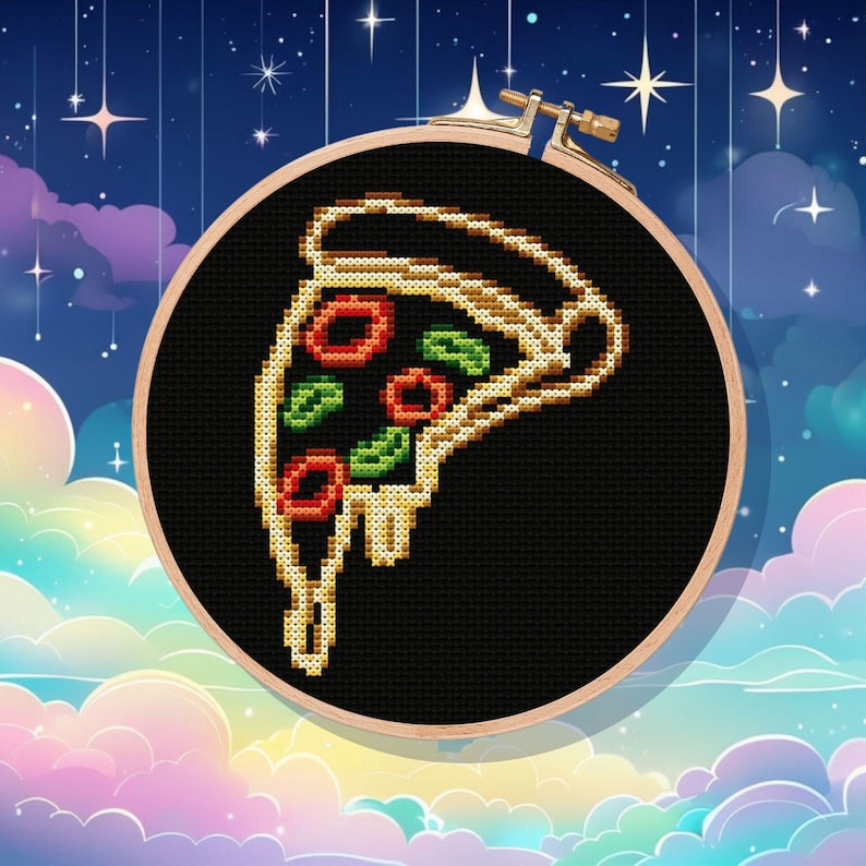 Neon Pizza - Neon Sign Cross Stitch Pattern Pdf for Beginners - Etsy