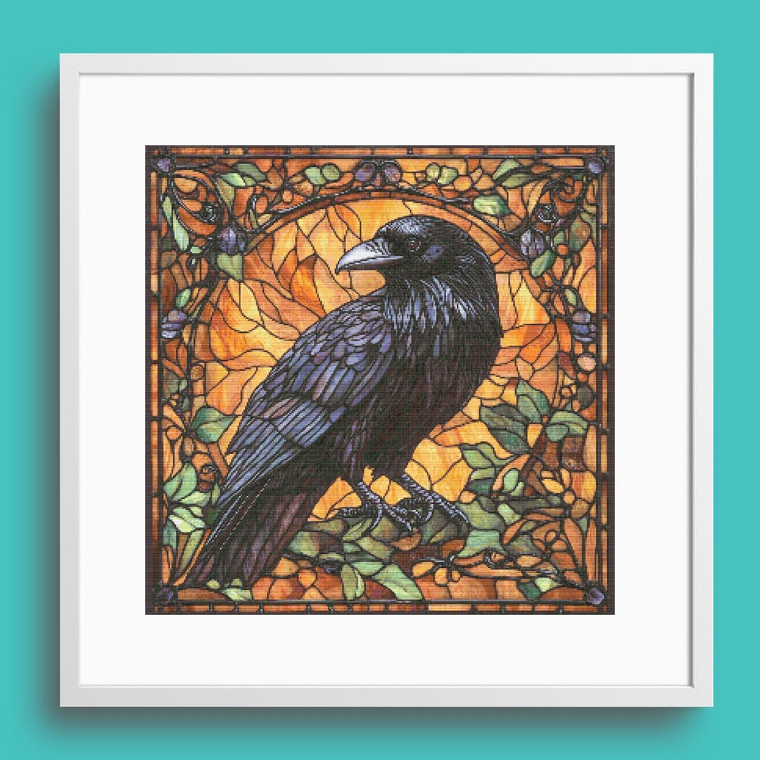 The Glasswing Raven Cross Stitching Pattern With Chart DIY Stitching - Etsy