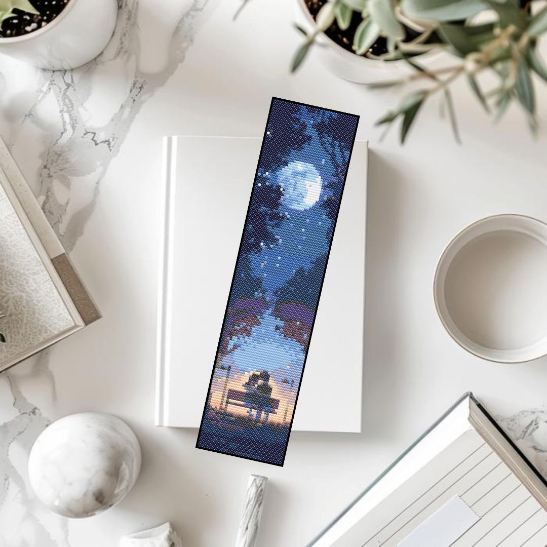 Moonlight Romance Cross Stitch Bookmark Pattern | Bookmark Pattern ...