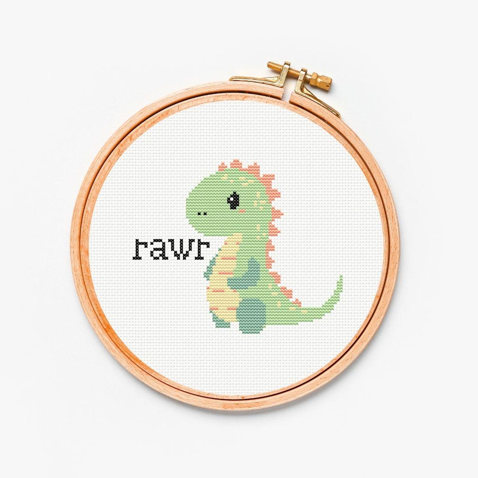Rawr Cute Dinosaur Cross Stitch Pattern, Instant Download, Pdf Chart ...
