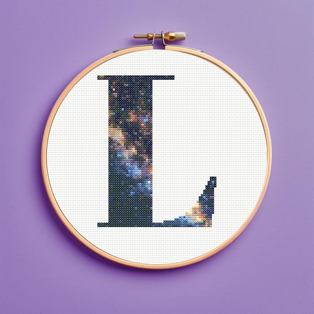 Milky Way Galaxy Initial L Cross Stitch Pattern, Monogram, Instant ...