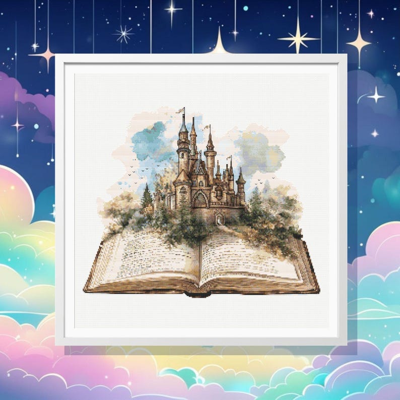 Storybook Castle Cross Stitching Pattern With Chart DIY Stitching - Etsy