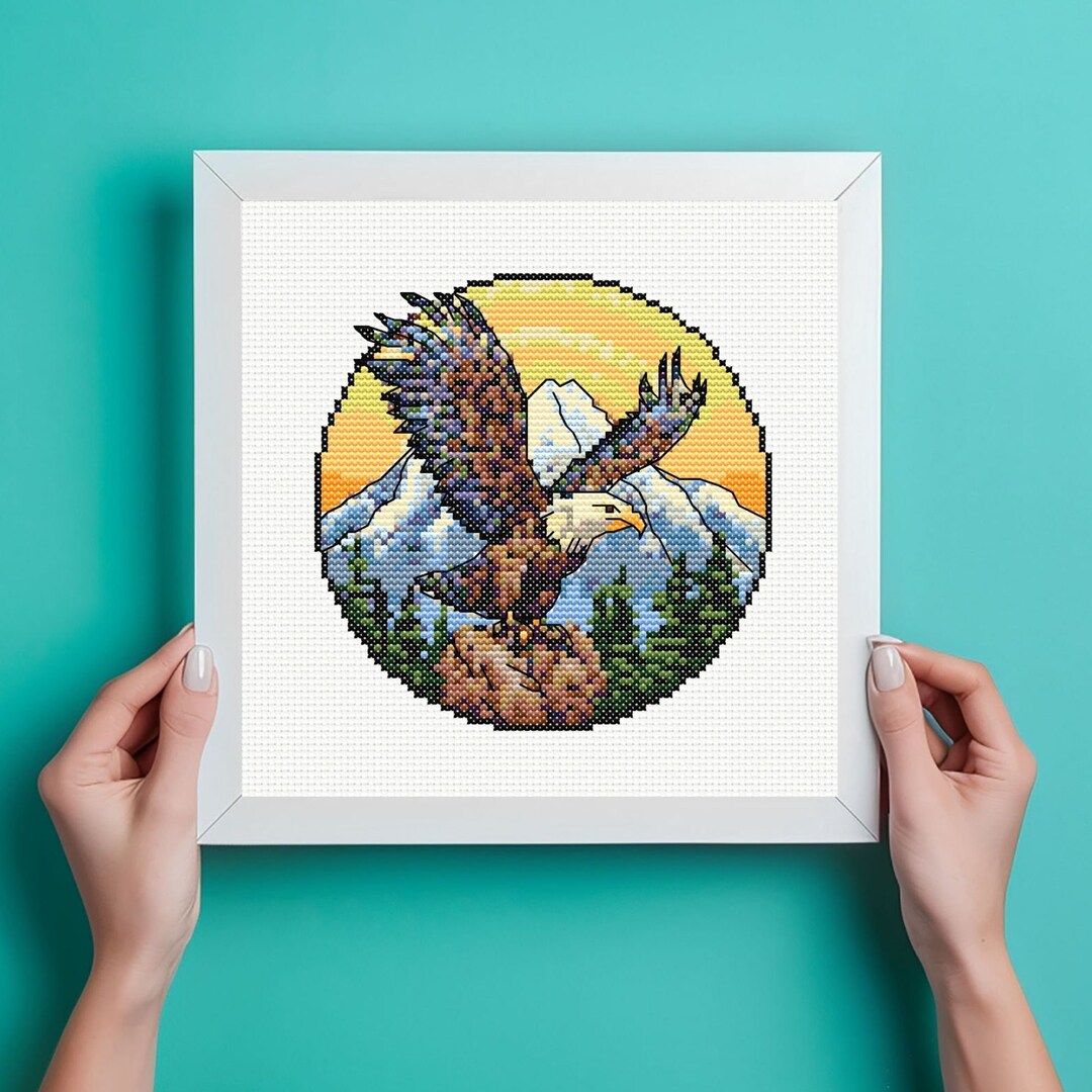 Eagle Cross Stitch Pattern, Rustic, Animal, Chart, Instant Download ...