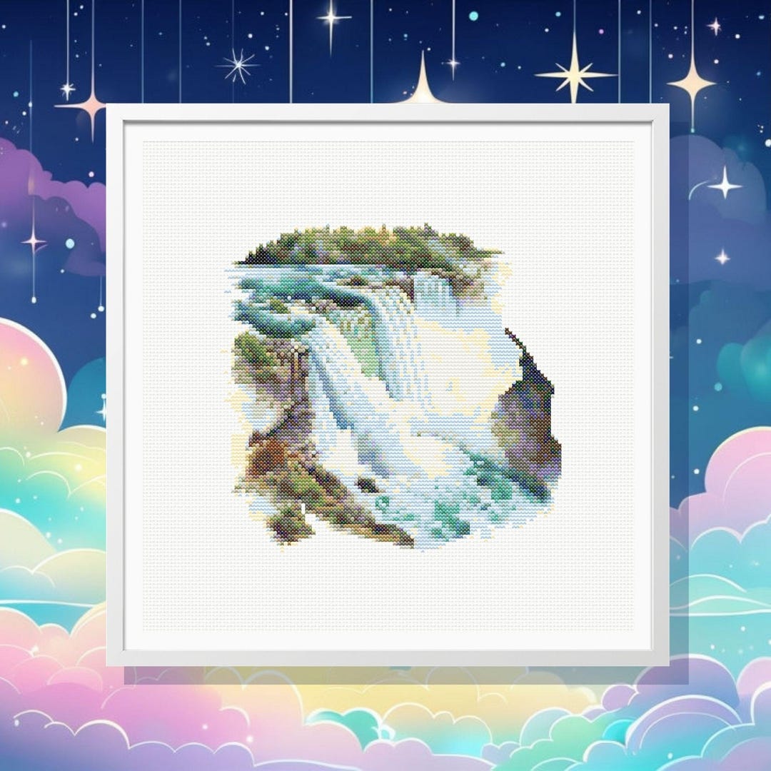 Scenic Waterfall Cross Stitch Pattern, Watercolour, Chart, Instant ...