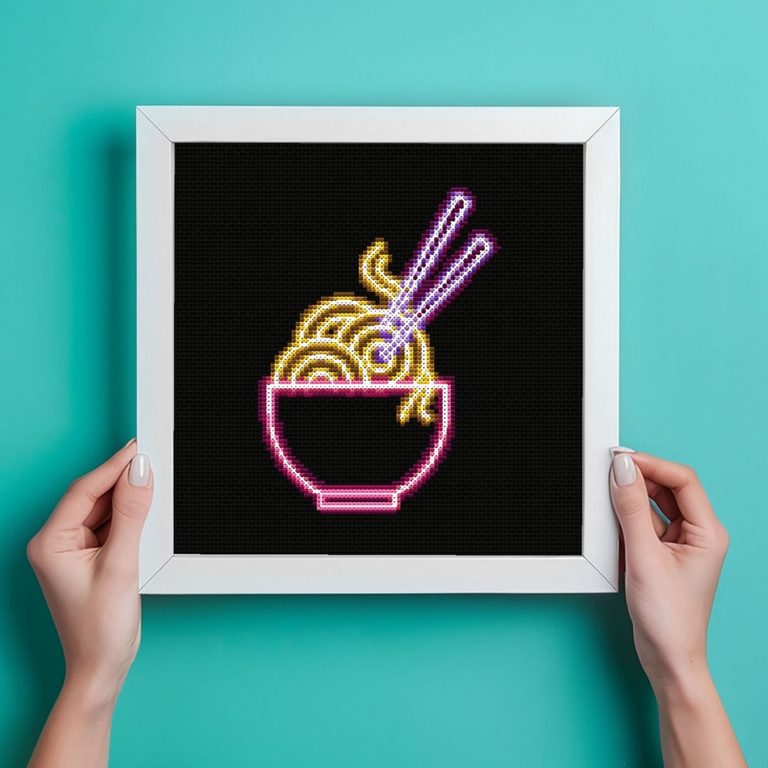 Neon Ramen - Neon Sign Cross Stitch Pattern Pdf for Beginners - Etsy