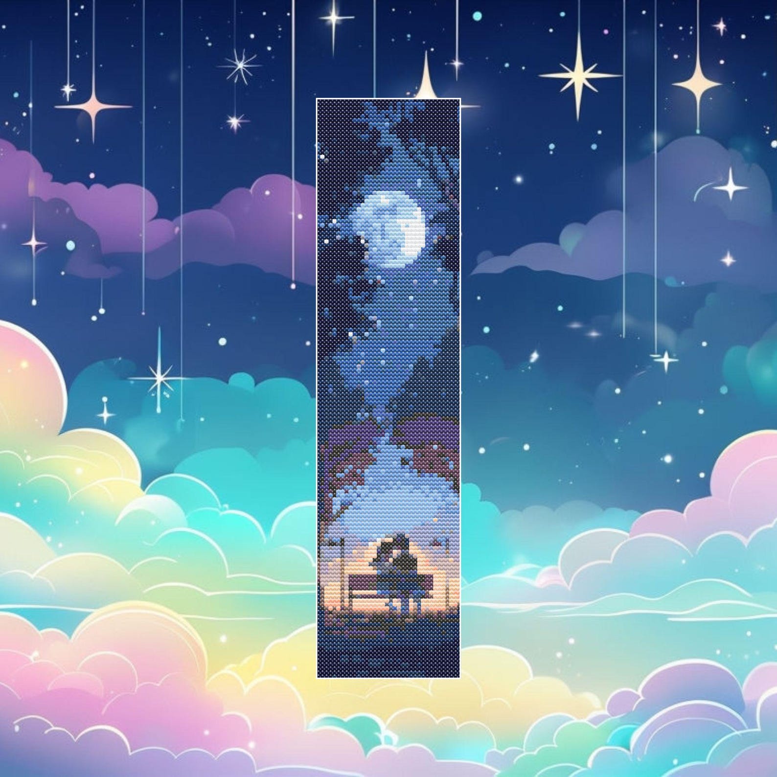 Moonlight Romance Cross Stitch Bookmark Pattern (digital PDF) - Etsy