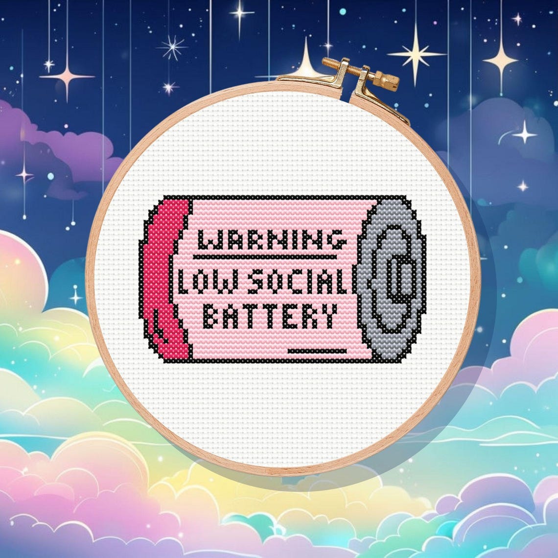 Low Social Battery Cross Stitch Pattern, Instant Download, Pdf Pattern ...