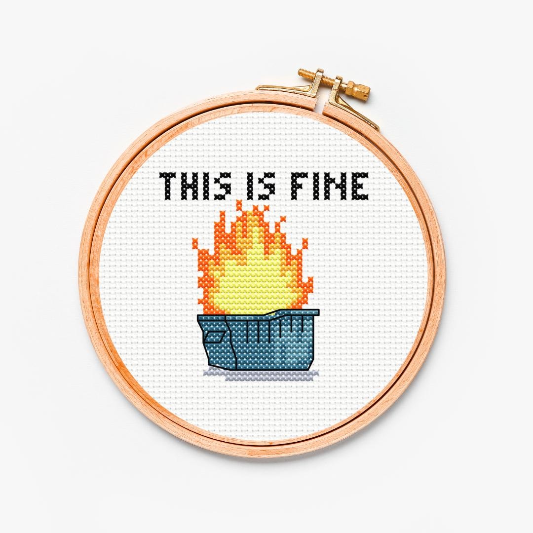 This is Fine Cross Stitch Pattern, Dumpster Fire Cross Stitch Pattern ...