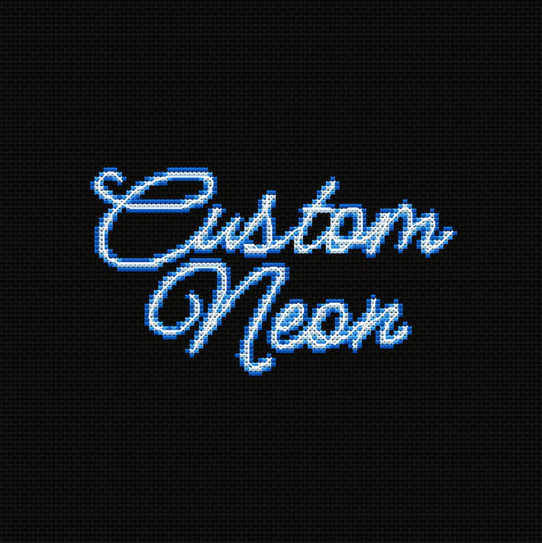 Custom Neon Sign Cross Stitch Pattern PDF Script Font - Etsy