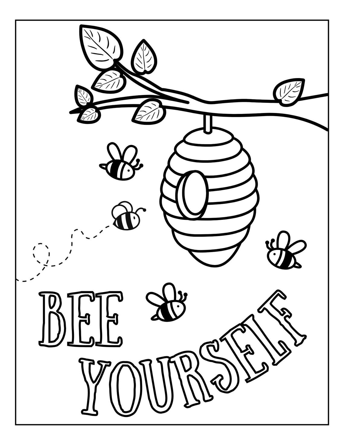 Bee Yourself Coloring Page - Etsy Canada