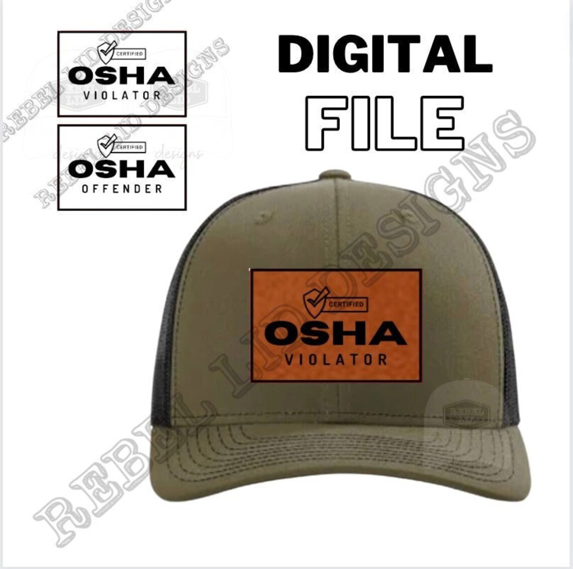 Digital File* Rectangle OSHA Offender/violator Hat Patch File *DIGITAL ...