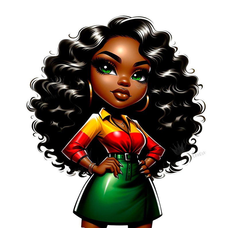 Chibi Black History Month Clipart Black History Chibi Png Afro Chibi Doll Stickers Cute Black