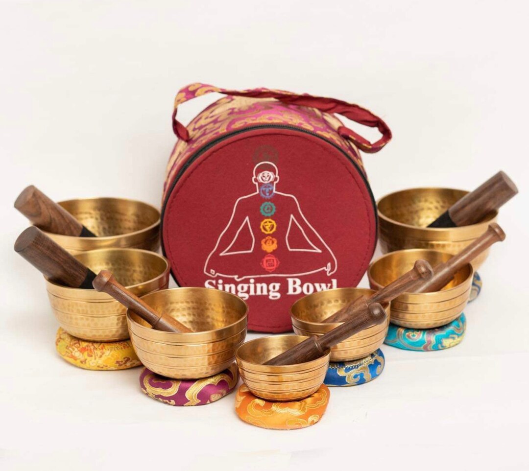 Discounted Chakra Healing Singing Bowl Set of 7 Hand Hammered Tibetan ...