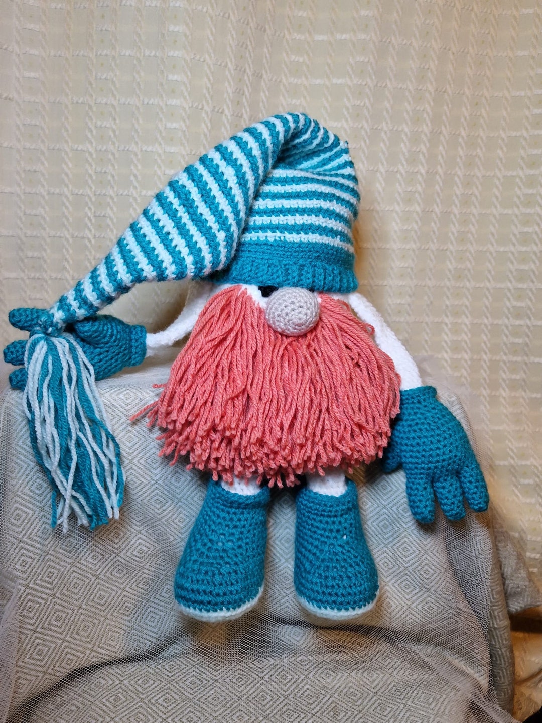Handmade Knitted/crochet Soft Toy Plushie Christmas Gnome Decoration ...