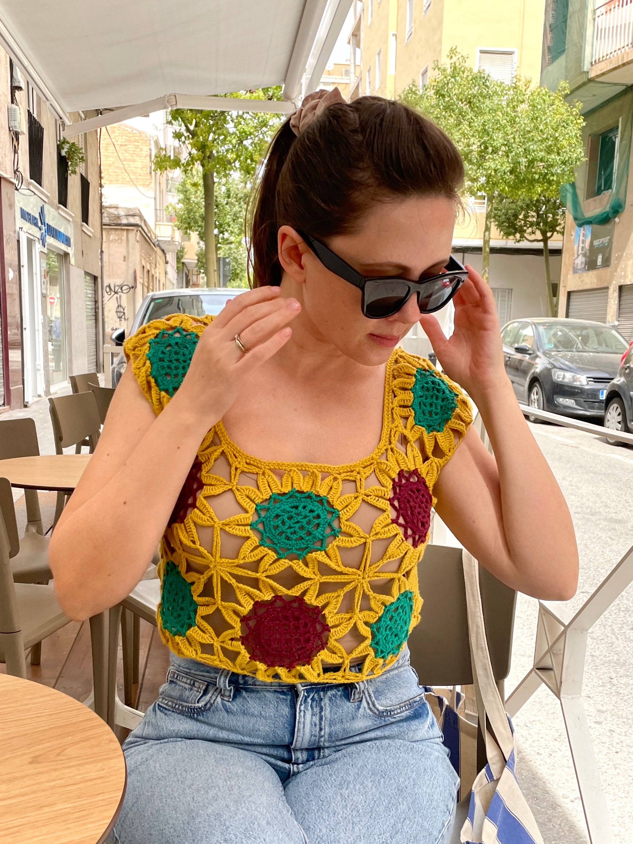 Crochet Lace Sunflower Top PDF Pattern Crochet Boho Top, Crochet Tank ...