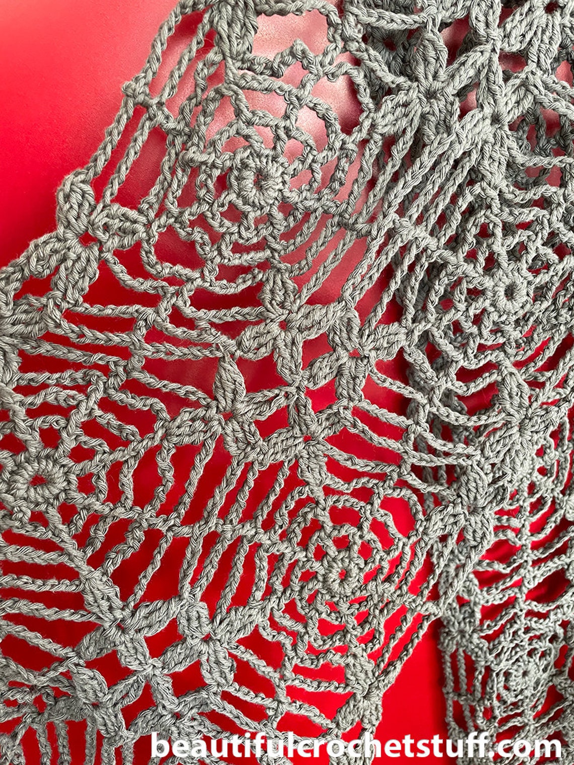 Crochet Flower Web Shawl Pattern: Lace Halloween Scarf (PDF) - Etsy