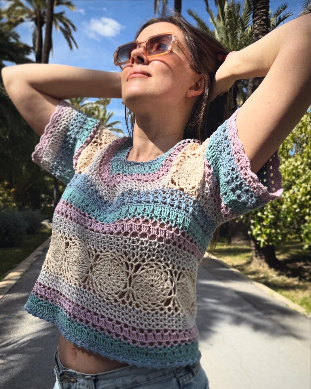 Crochet Boho Striped Top Pattern: Mixed Stitch Blouse (PDF Pattern) - Etsy
