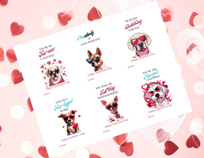 Printable Dogs Valentines Day Cards Class Valentine Printable Dog ...
