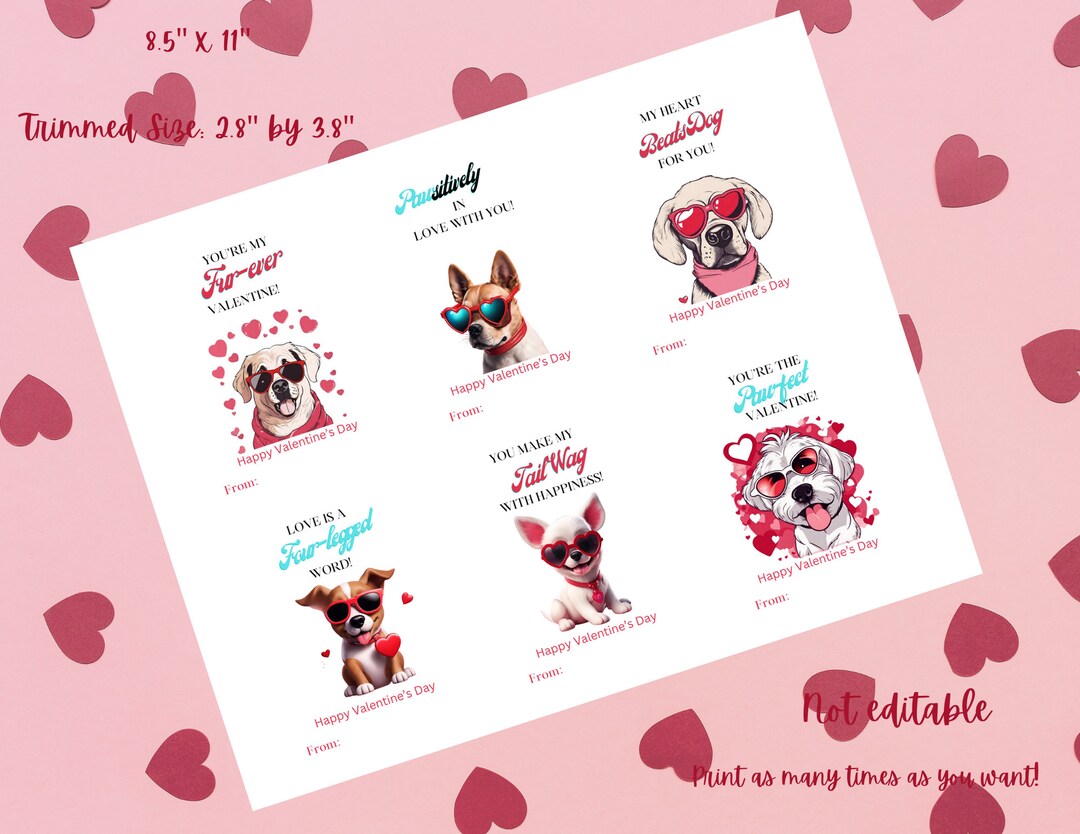 Printable Dogs Valentines Day Cards Class Valentine Printable Dog ...