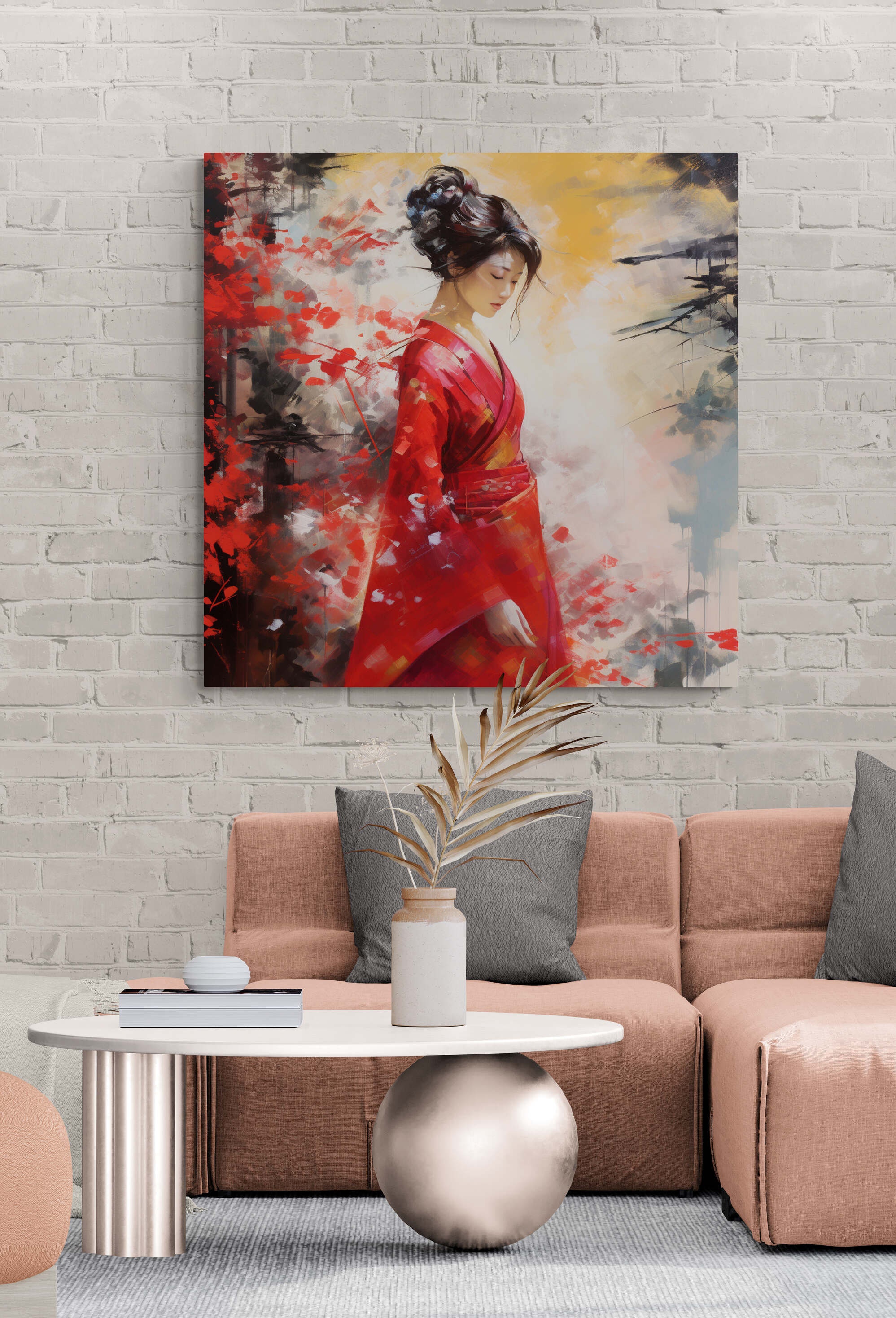 Authentic Japanese Women Art Elegant Watercolor Style Painting Canvas ...