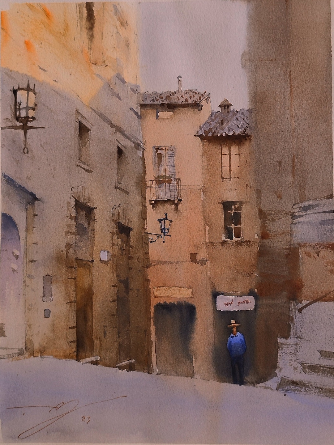 Italian Town Watercolor Painting, Old Town Italy Art, Cityscape - Etsy