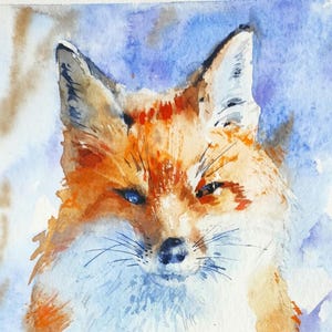FOX WATERCOLOR ART, Forest Animals Art, Wildlife Painting, Woodland ...