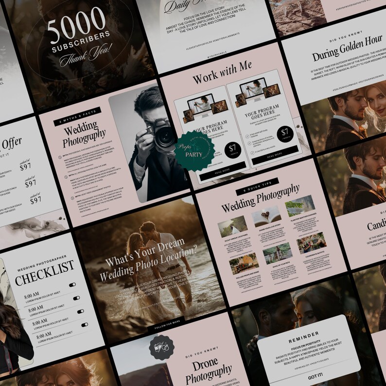 30 Editable Social Media Post Templates for Wedding Photographers ...