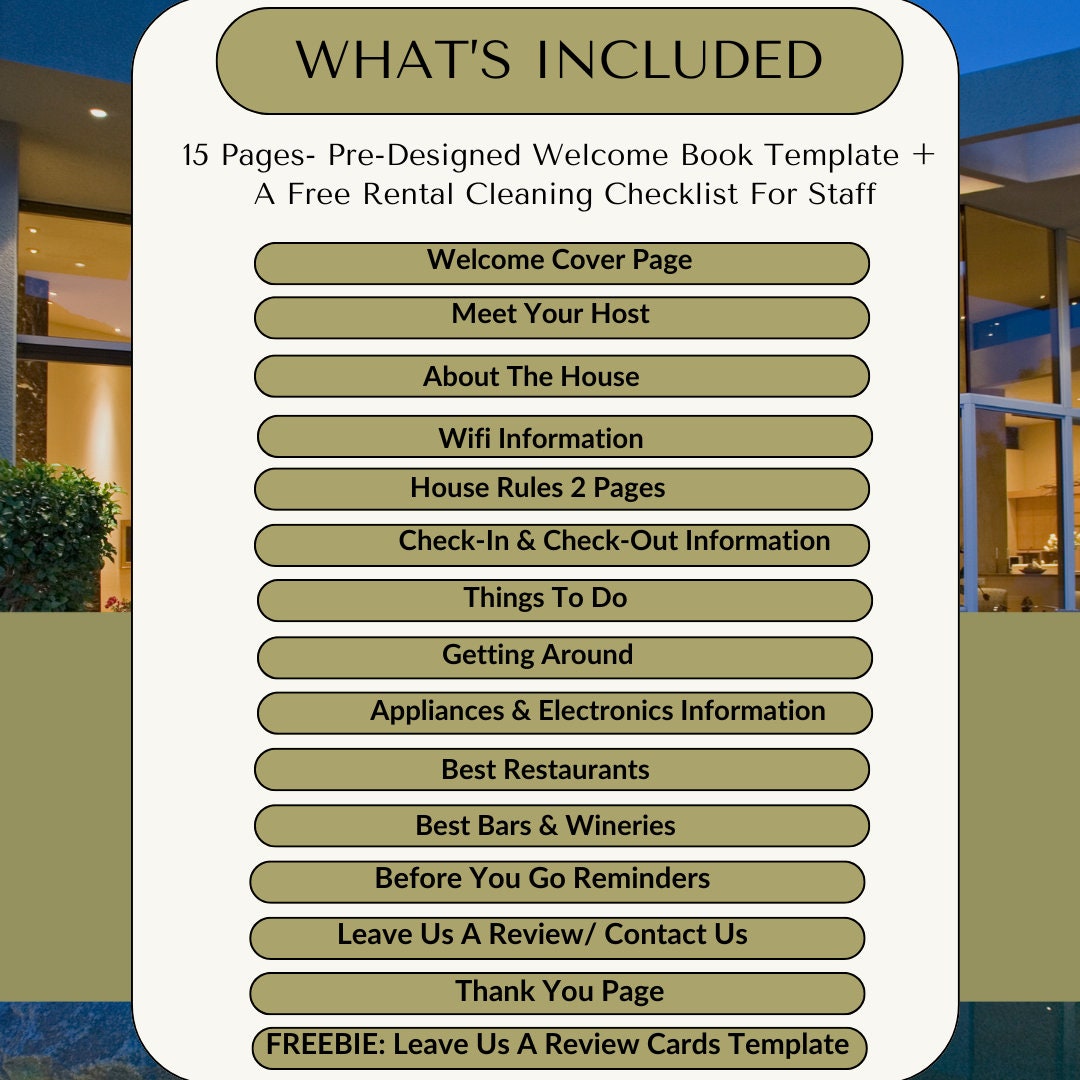 Editable Vacation Rental Welcome Guide Book Template | Instant Download ...
