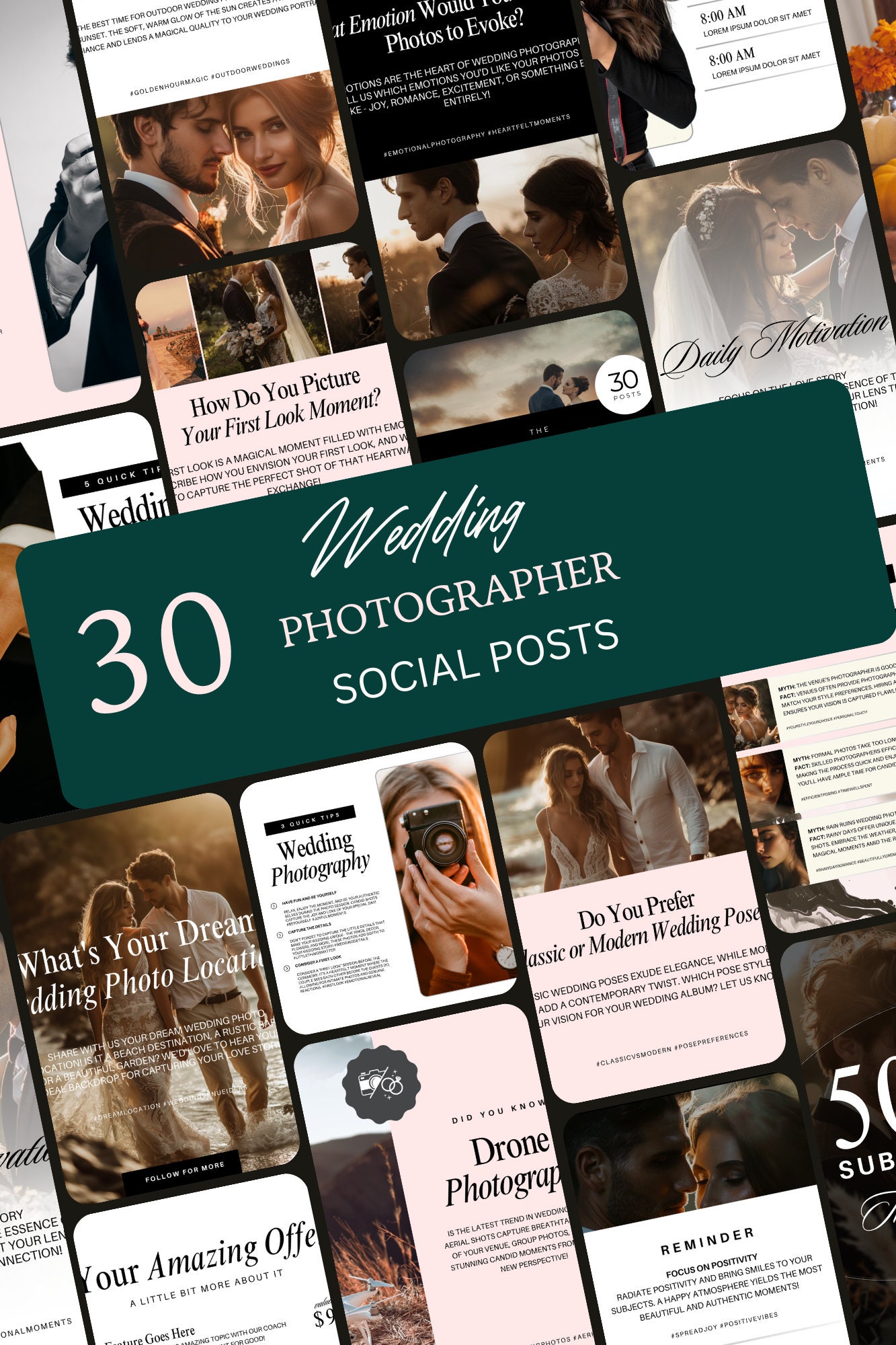30 Editable Social Media Post Templates for Wedding Photographers ...