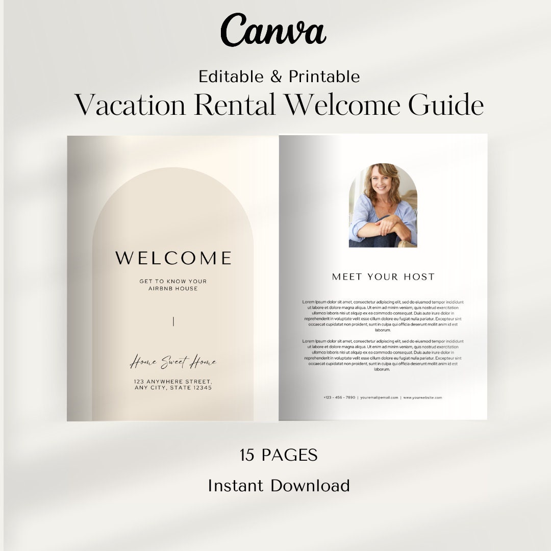 Editable Vacation Rental Welcome Guide Book Template | Instant Download ...