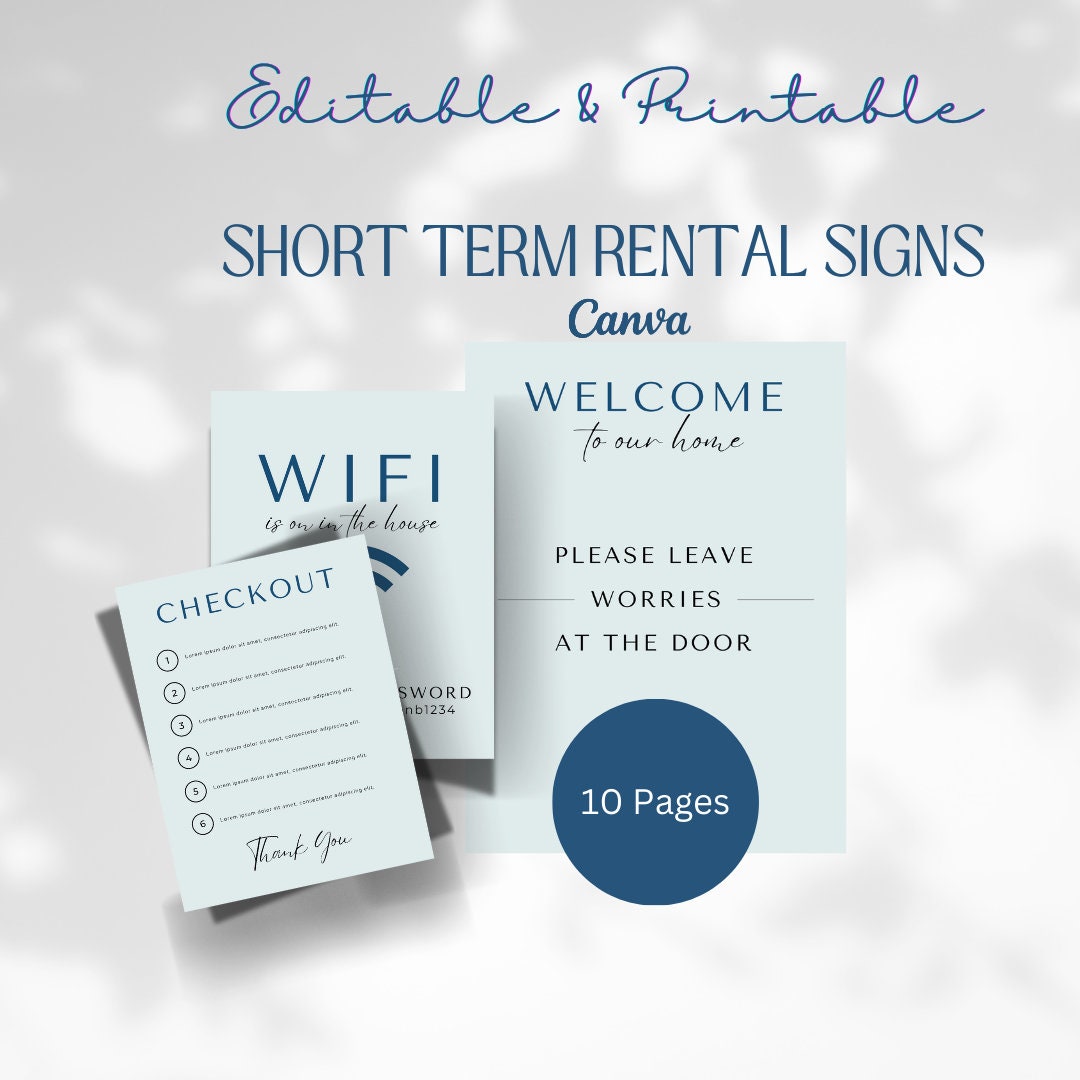 Editable Short Term Rental Sign Templates | Instant Download ...