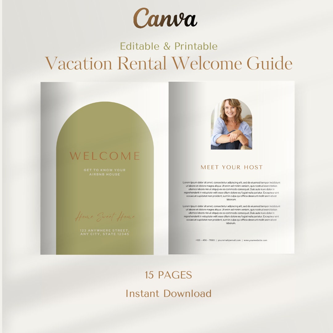 Editable Vacation Rental Welcome Guide Book Template | Instant Download ...