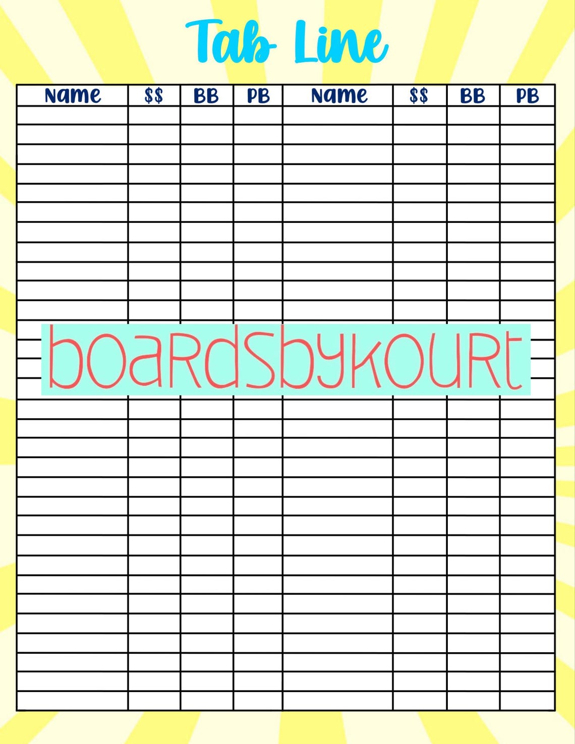Tab Line Template - Etsy