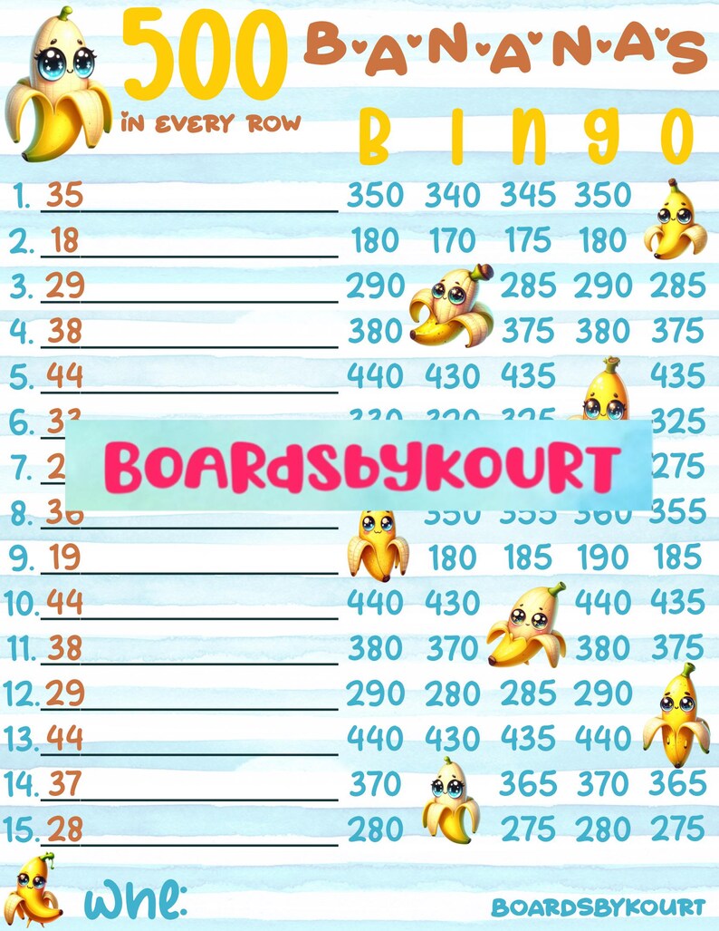 500 Wta Bingo Board - Etsy