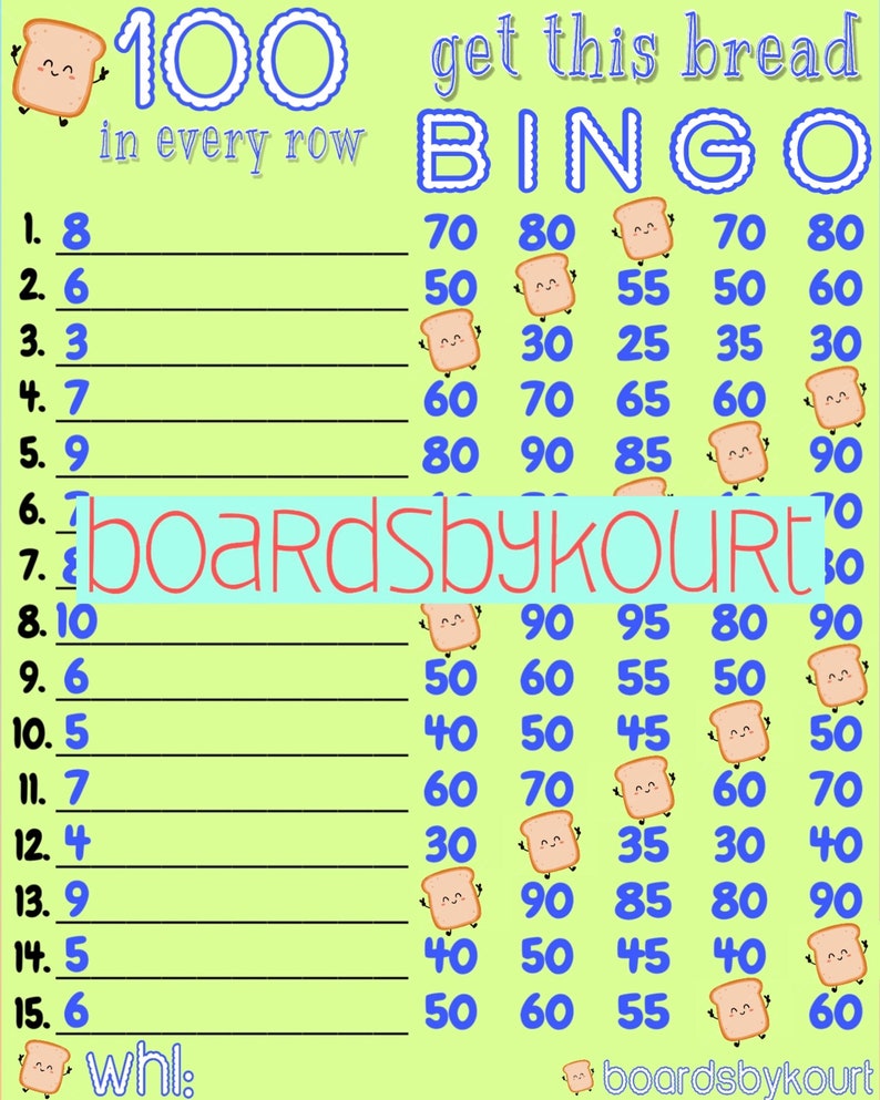 100 Wta Bingo Board - Etsy