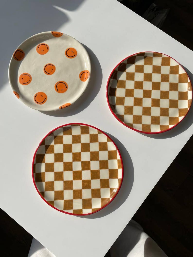 Smiley Handmade Ceramic Plate for Your Good Mood Cute Tableware for ...