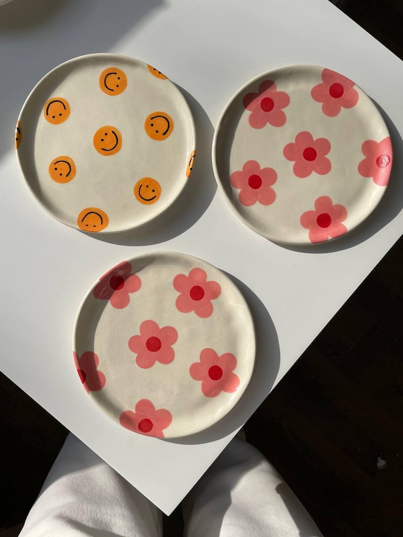 Smiley Handmade Ceramic Plate for Your Good Mood Cute Tableware for ...