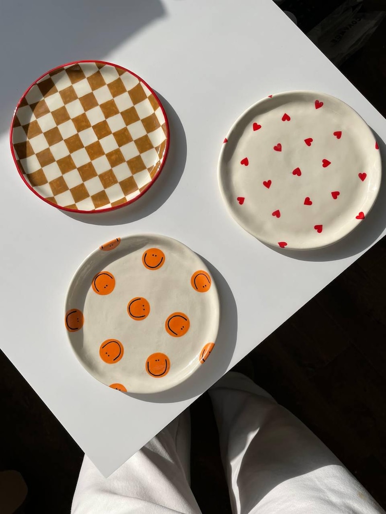Smiley Handmade Ceramic Plate for Your Good Mood - Cute Tableware for ...